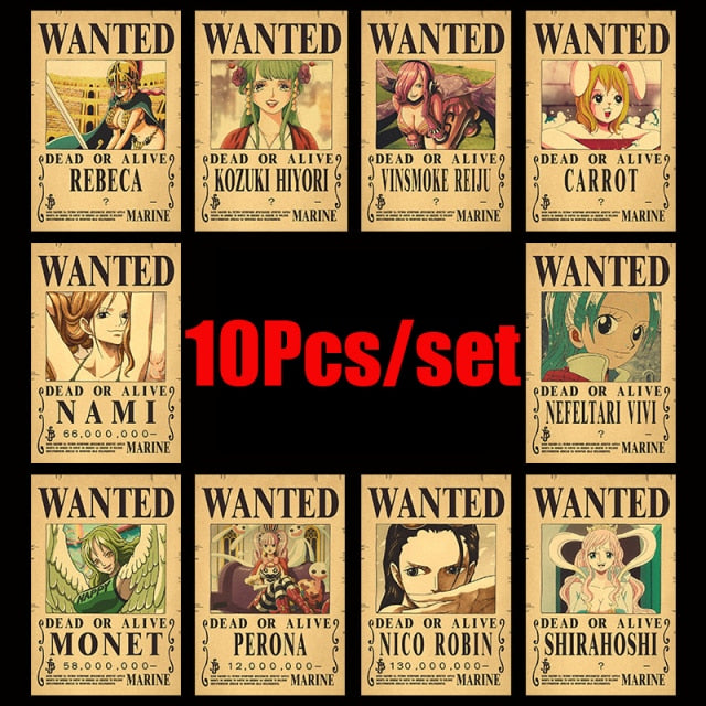 10 Piece Set One Piece Wanted Stickers – Fudan Stationery Store