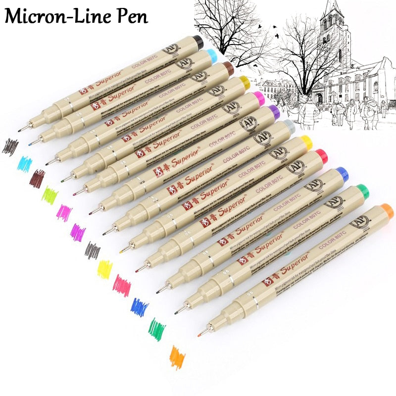 (12 Colours) Micron-Line Pen Set – Fudan Stationery Store